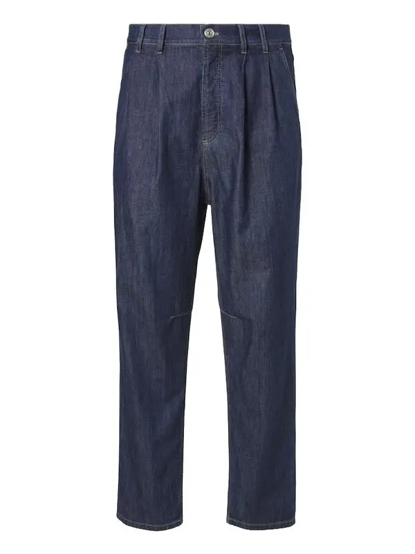 Brunello Cucinelli Pleated Tapered Jeans - Blue
