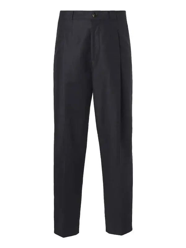 Brunello Cucinelli Tapered Cotton And Linen Pants - Blue