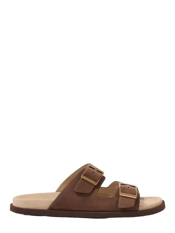 Brunello Cucinelli Buckled Suede Sandals - Brown