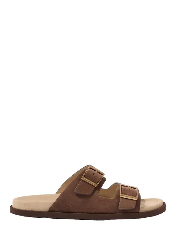 Brunello Cucinelli Buckled Suede Sandals - Brown