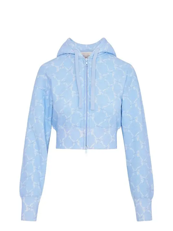 LoveShackFancy Tween Ruthann Bow Print Hoodie - Chilled Blue