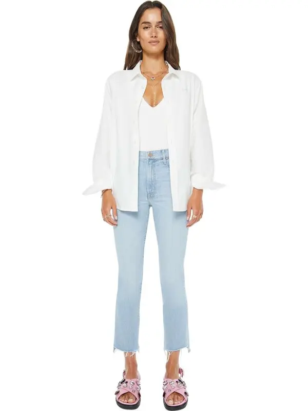 MOTHER The Insider Crop Step Fray Jeans - Blue