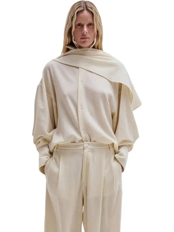 DARKPARK Georgia Cashmere-wool Shirt With Detachable Scarf - White