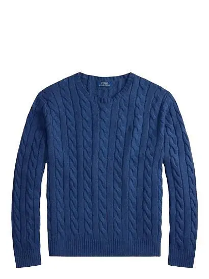 Polo Ralph Lauren Cotton Cable-knit Crewneck Sweater - Rustic Navy Blue Heather