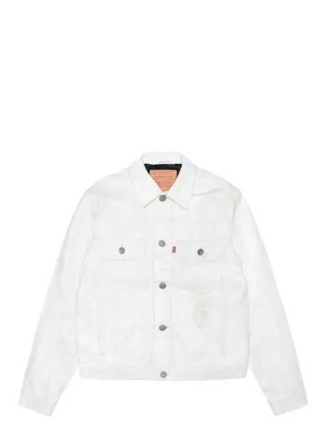 StÜssy Leather Trucker Jacket - Tofu