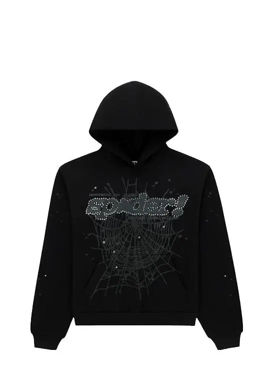 SP5DER Rhinestone Punk V2 Hoodie - Black