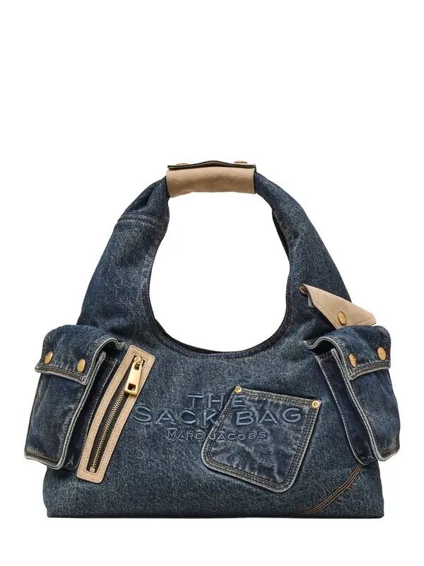 Marc Jacobs The Denim Suede Cargo Sack Bag - Dark Wash Indigo