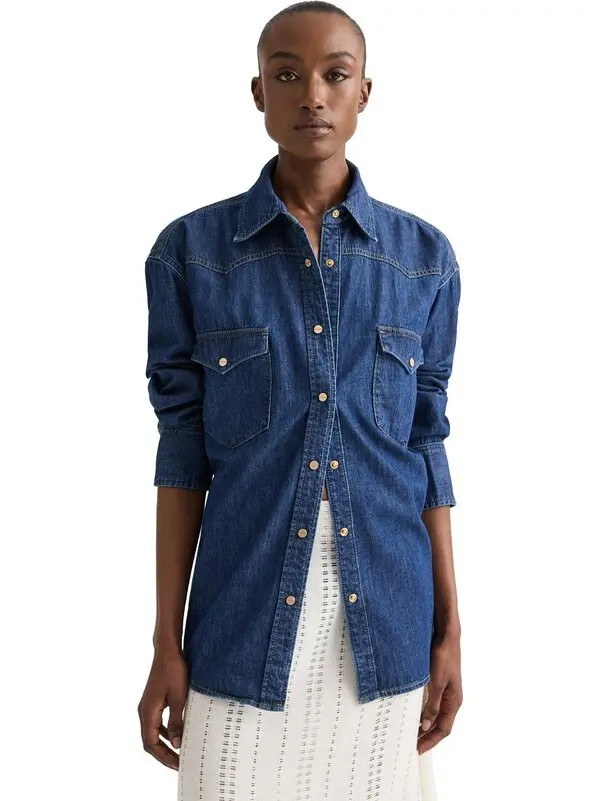 TWP Oversized Rancher Shirt - Dark Stone