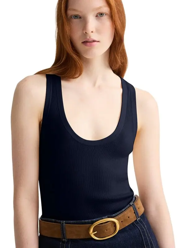TWP Cotton Silk Ribbed Tank - Dark Midnight