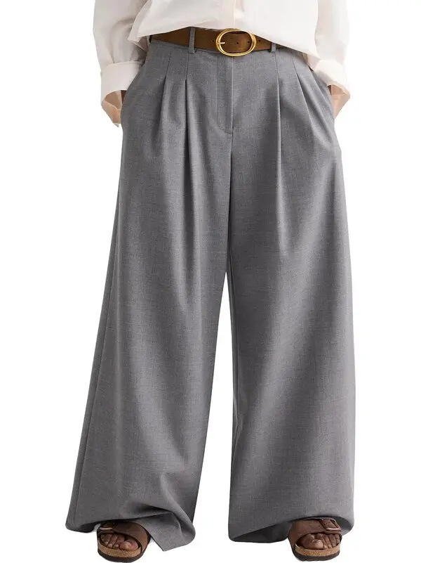 TWP Avery Soft Finish Stretch Wool Pant - Medium Heather Grey
