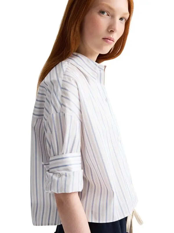 TWP Next Ex Striped Shirt - White / Kentucky Blue