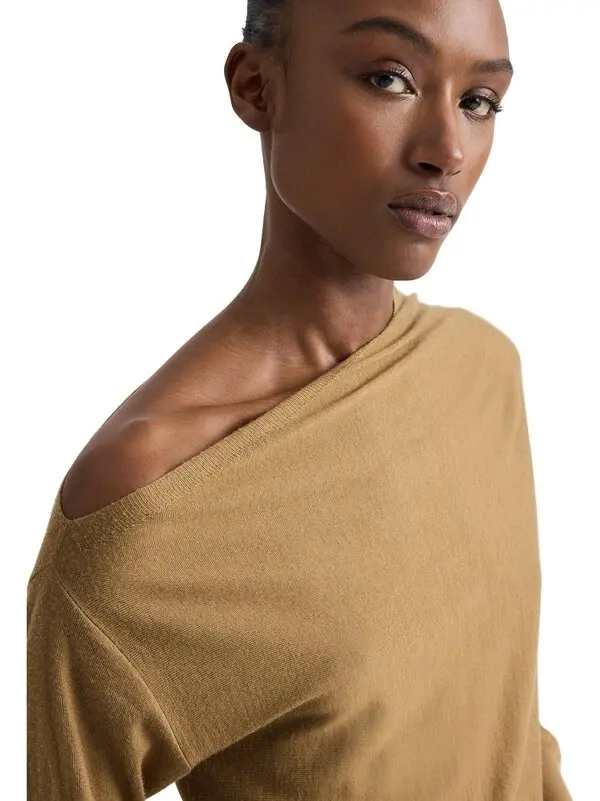 TWP Cold Shoulder Wool-silk Sweater - Ermine
