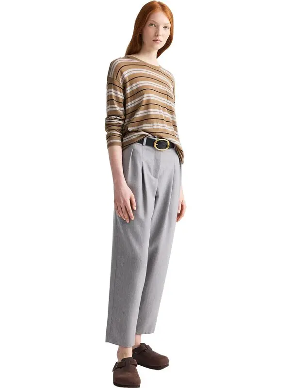 TWP Fulton St. Pant In Compact Wool Suiting - Light Heather Grey