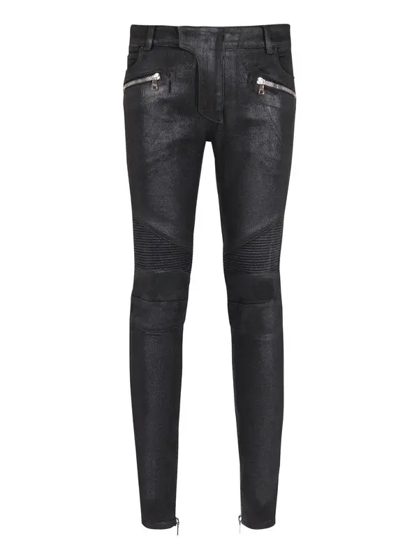 Balmain Biker Denim Pants - Black