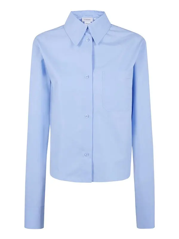 Max Mara Spxceppo Popeline Cotton Cropped Shirt - Blue