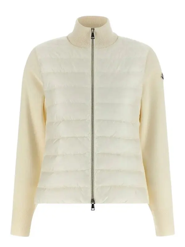 Moncler Classic Bi-material Cardigan - White