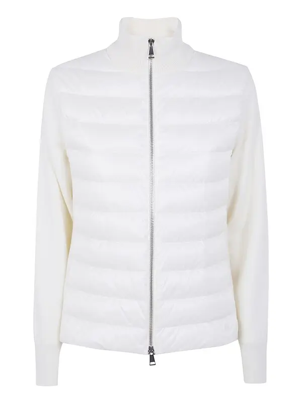 Moncler Classic Bi-material Cardigan - White
