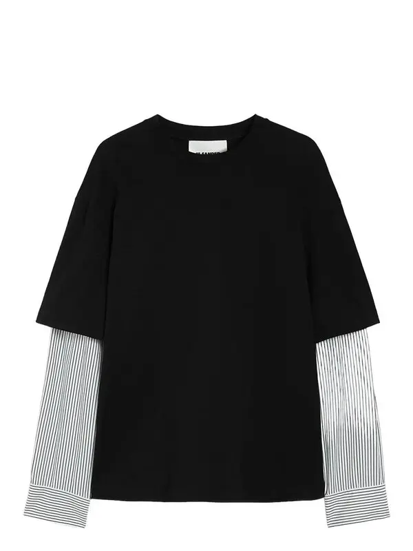 JIL SANDER Crewneck Long Sleeves Classic T-shirt - Black