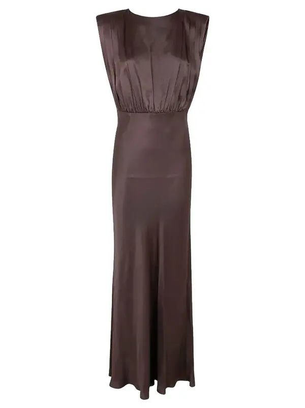 SEMICOUTURE Satin Maxi Dress - Brown