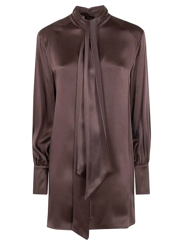 SEMICOUTURE Short Satin Dress - Brown