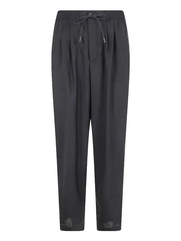 PT TORINO Wide Leg Virgin Wool Trousers - Black
