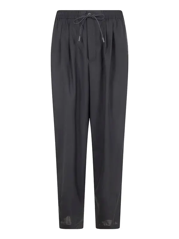 PT TORINO Wide Leg Virgin Wool Trousers - Black