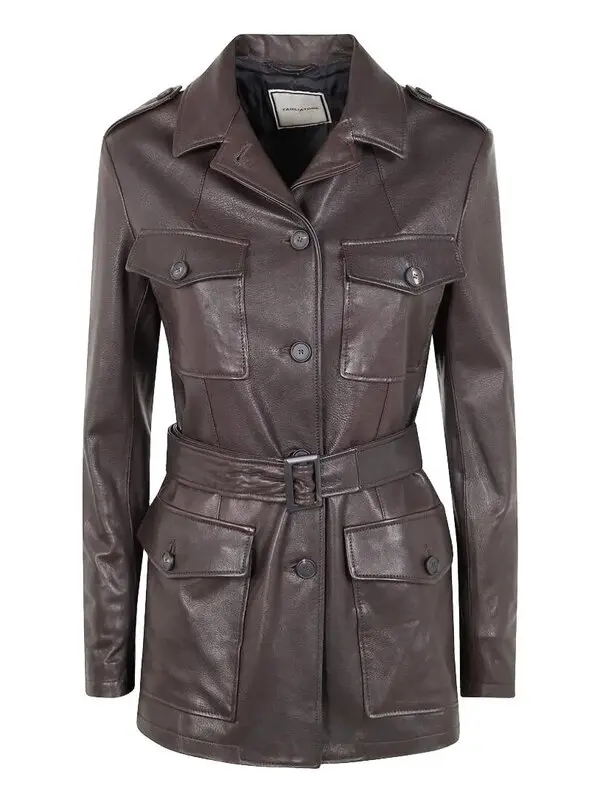 Tagliatore Clea Lamb Leather Jacket - Brown