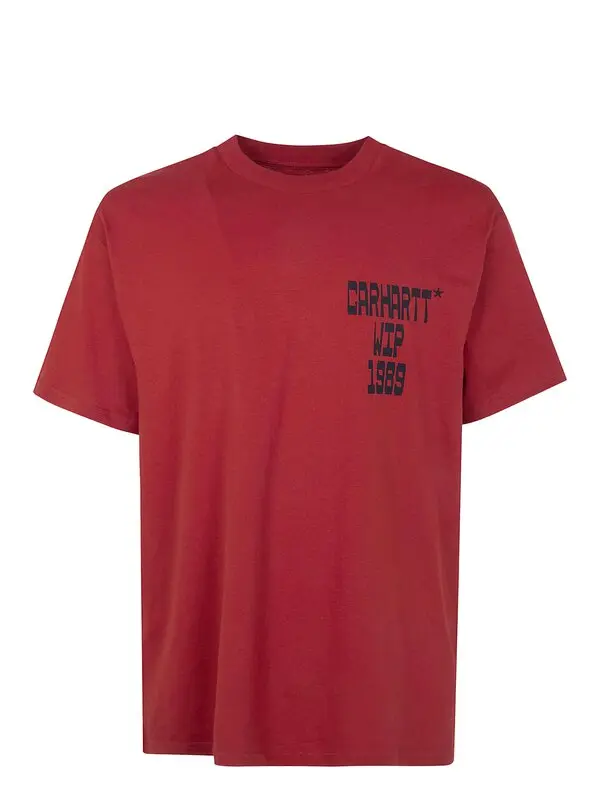 Carhartt Work In Progress Short Sleeves "blocks" Organic Cotton T-shirt - Red
