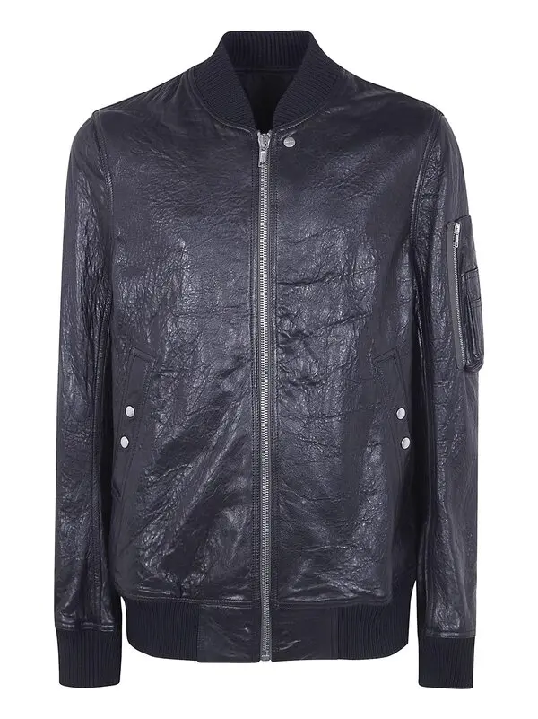 Rick Owens Leather Bomber Jacket - Black