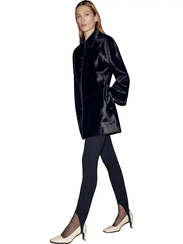REFORMATION Veda Celine Calfhair Leather Jacket - Black