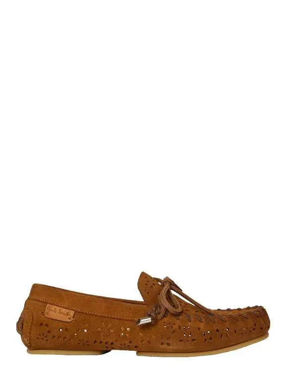 Paul Smith Sonna' Perforated Floral Suede Moccasins - Brown