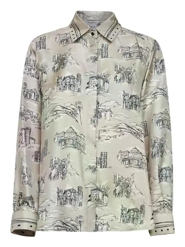 Max Mara Architectural-motif Shirt - Neutrals