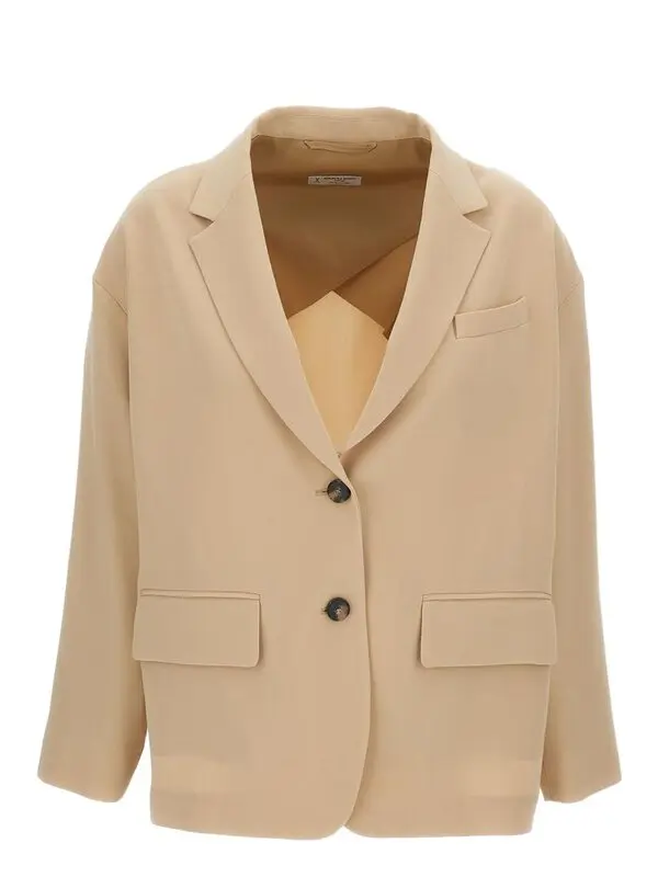Alberto Biani Cady Single-breasted Jacket - Beige