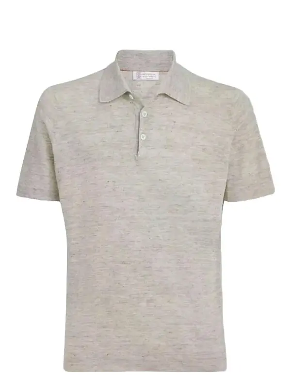 Brunello Cucinelli Linen And Cotton Knit Polo Shirt - Neutrals
