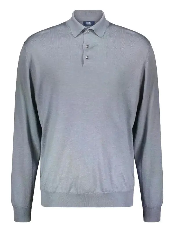 Fedeli Long-sleeved Knit Polo - Grey