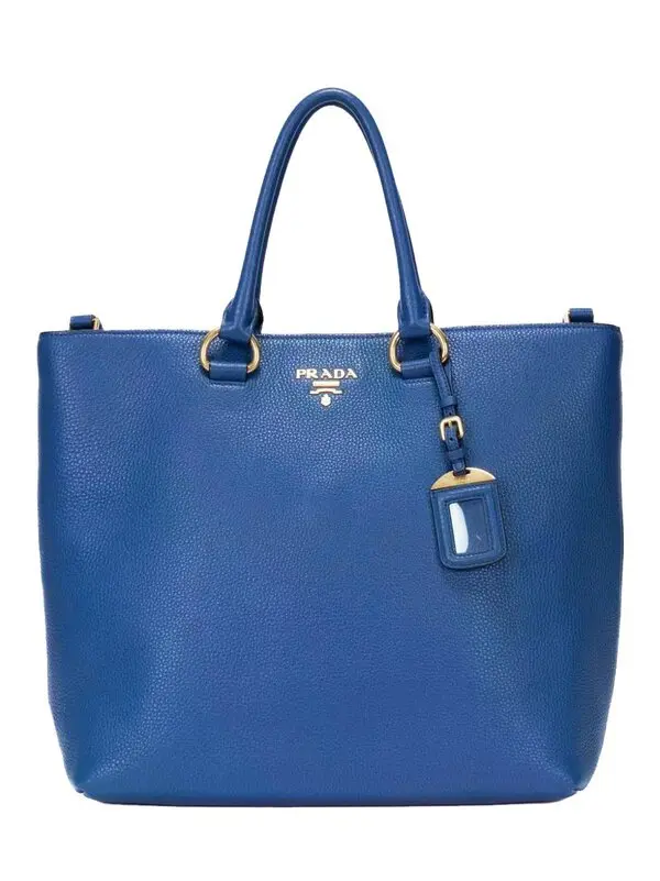 Prada Phoenix Pebble-grain Top Handle Bag - Blue
