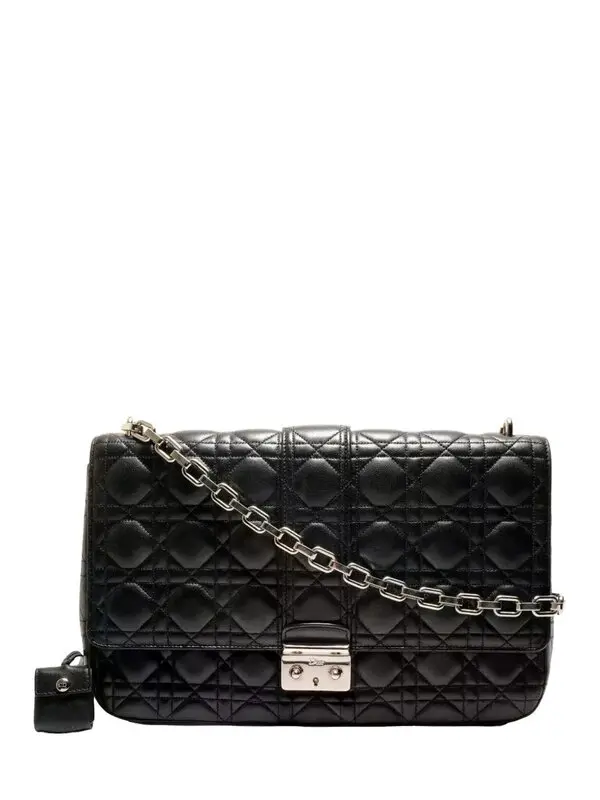 Dior Cannage Shoulder Bag With Chain Strap And Detachable Pouch - Black