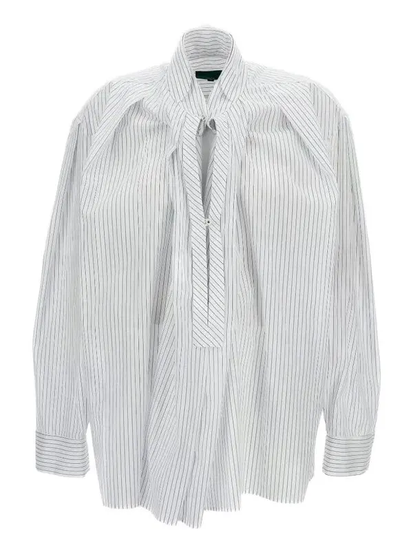 MAISON JEJIA Striped V-neck Shirt - White