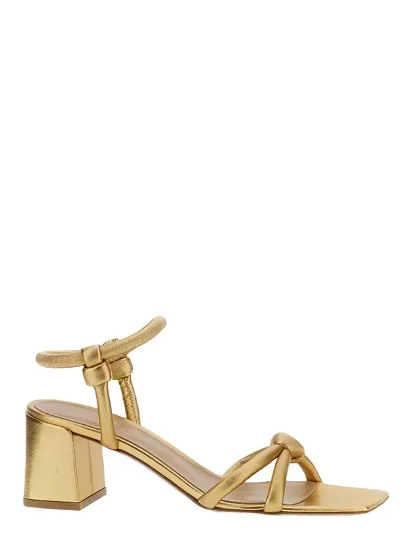 GIANVITO ROSSI Knot-detail Leather Heeled Sandals - Gold