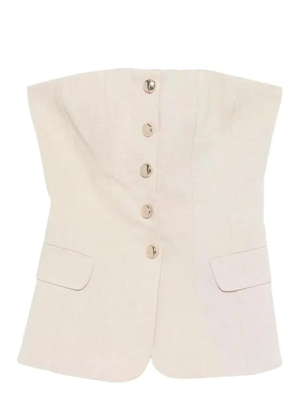 Maje Button Flap-pocket Top - Neutrals
