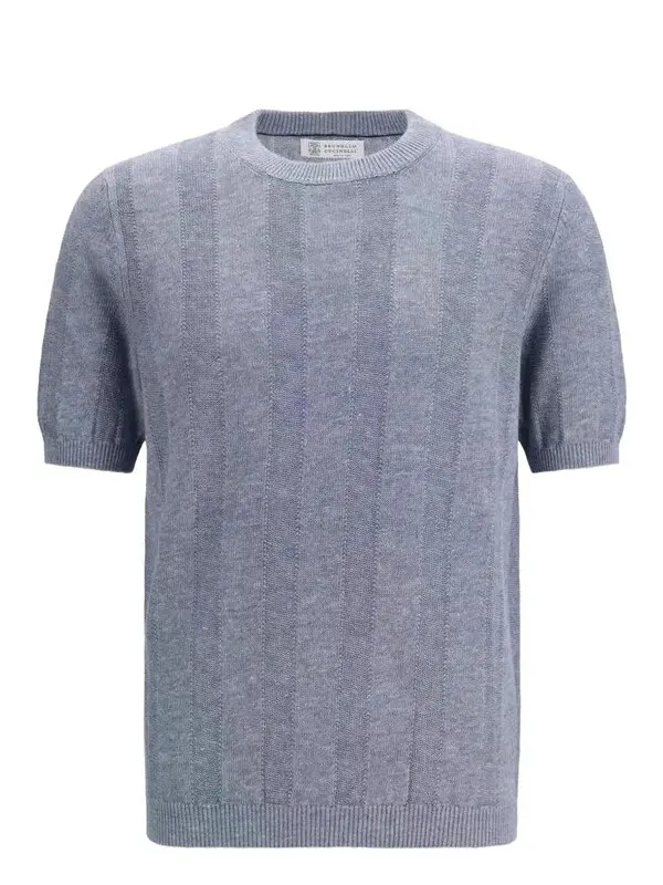 Brunello Cucinelli Short Sleeve Crew Neck Jumper - Blue