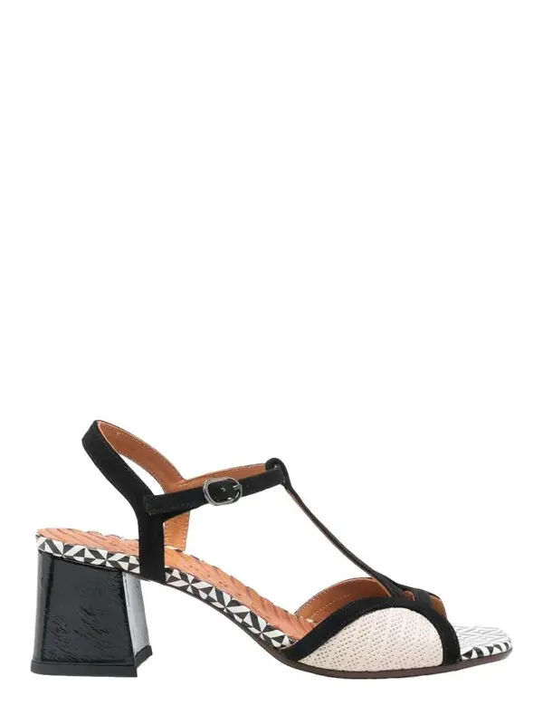 Chie Mihara Patterned T-strap Sandals - Black