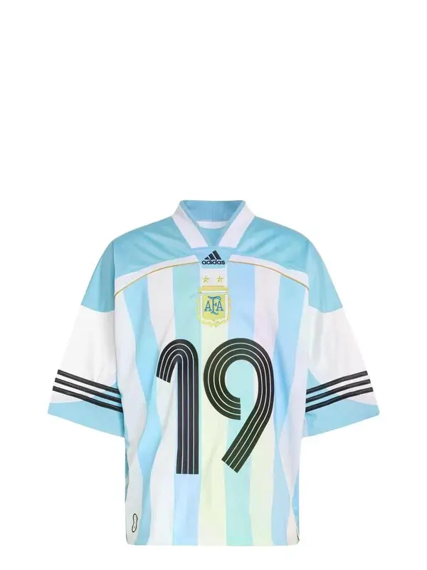 Adidas Striped V-neck T-shirt - Blue