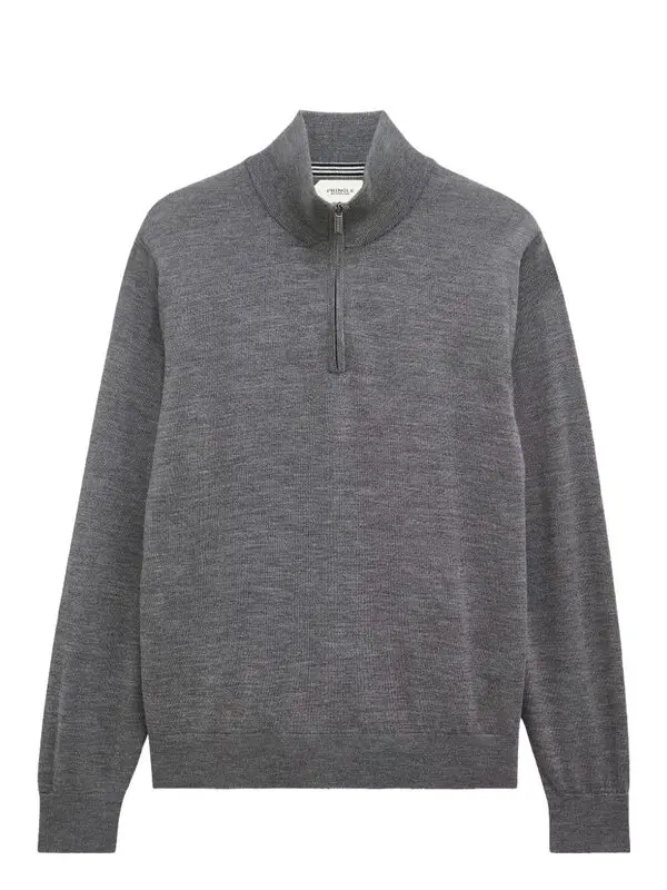 Pringle Of Scotland Quarter-zip Merino Wool Sweater - Grey