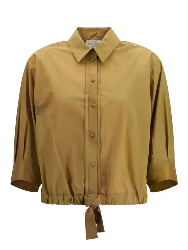 FORTE_FORTE Drawstring Half-sleeve Shirt - Neutrals