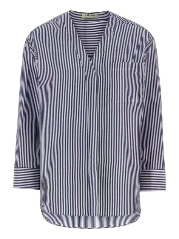 Max Mara Striped Poplin Shirt - Blue