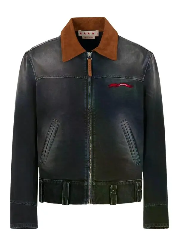 Marni Denim Jacket With Suede Collar - Blue
