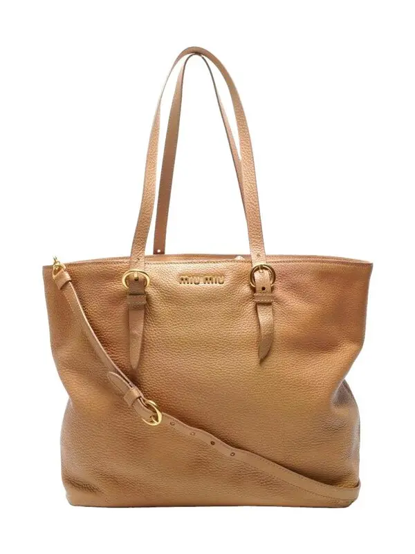 Miu Miu 2020s Leather Tote Bag - Neutrals