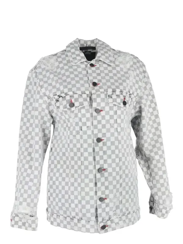ALEXANDER WANG Checkerboard-pattern Denim Jacket - White