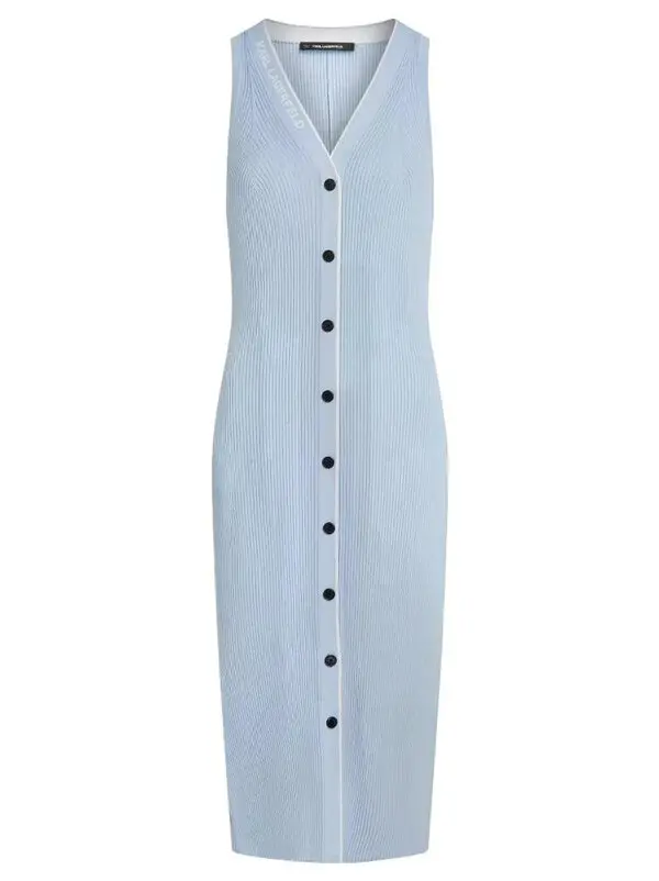 Karl Lagerfeld Logo Detail Midi Dress - Blue
